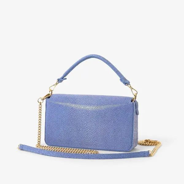 Fendi Baguette Mini In Periwinkle Blue Stingray Leather