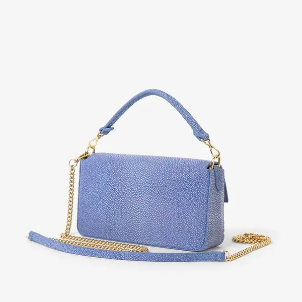 Fendi Baguette Mini In Periwinkle Blue Stingray Leather