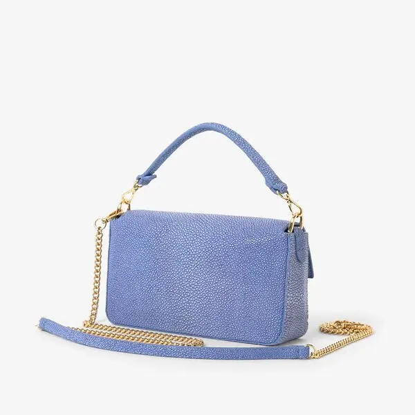 Fendi Baguette Mini In Periwinkle Blue Stingray Leather