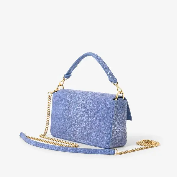 Fendi Baguette Mini In Periwinkle Blue Stingray Leather