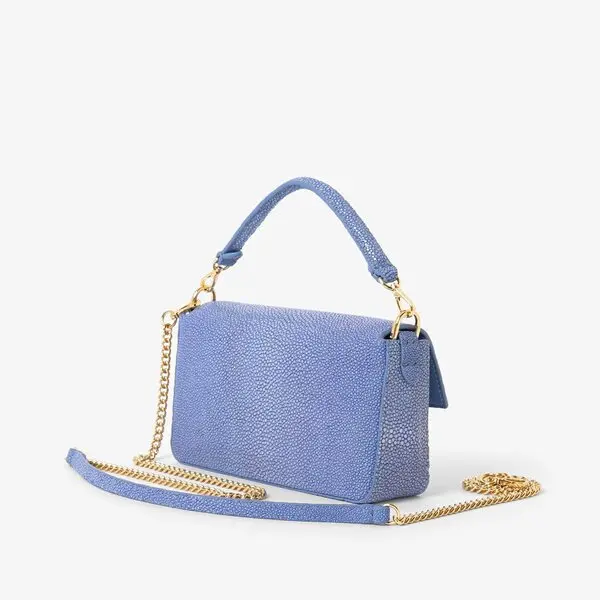 Fendi Baguette Mini In Periwinkle Blue Stingray Leather