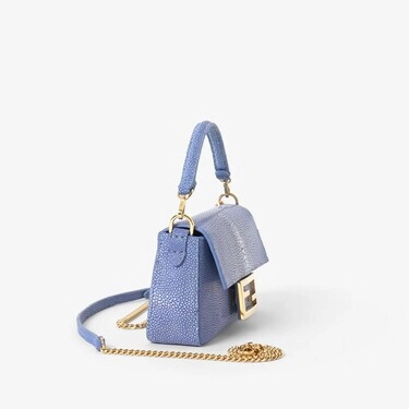 Fendi Baguette Mini In Periwinkle Blue Stingray Leather