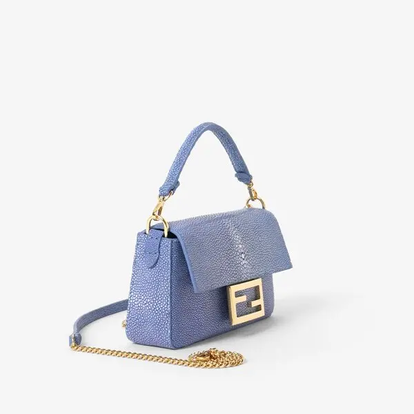 Fendi Baguette Mini In Periwinkle Blue Stingray Leather