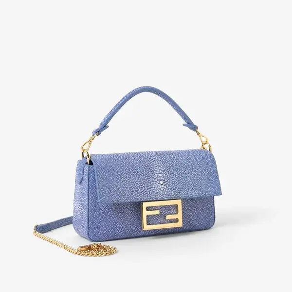 Fendi Baguette Mini In Periwinkle Blue Stingray Leather