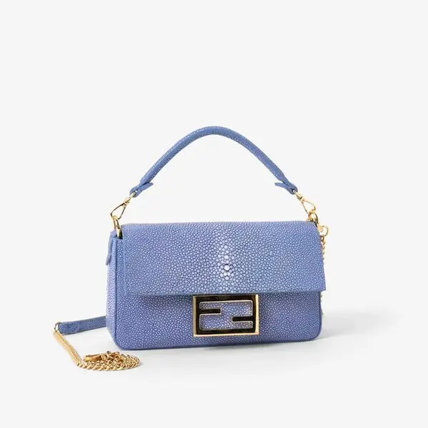 Fendi Baguette Mini In Periwinkle Blue Stingray Leather