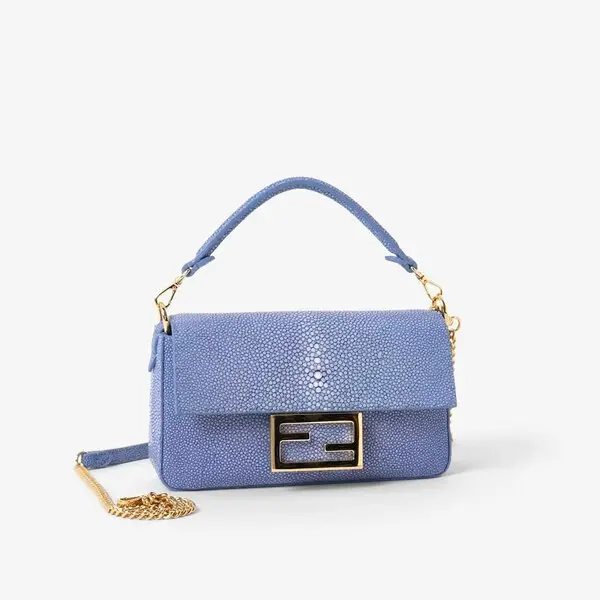 Fendi Baguette Mini In Periwinkle Blue Stingray Leather