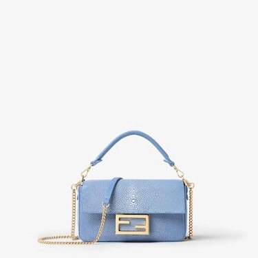 Fendi Baguette Mini In Periwinkle Blue Stingray Leather