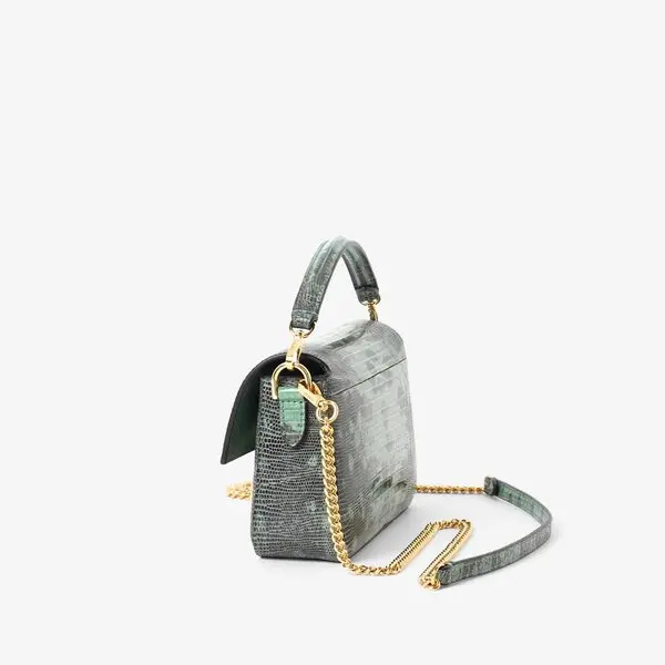 Fendi Mini Baguette Bag In Agate Teju Lizard
