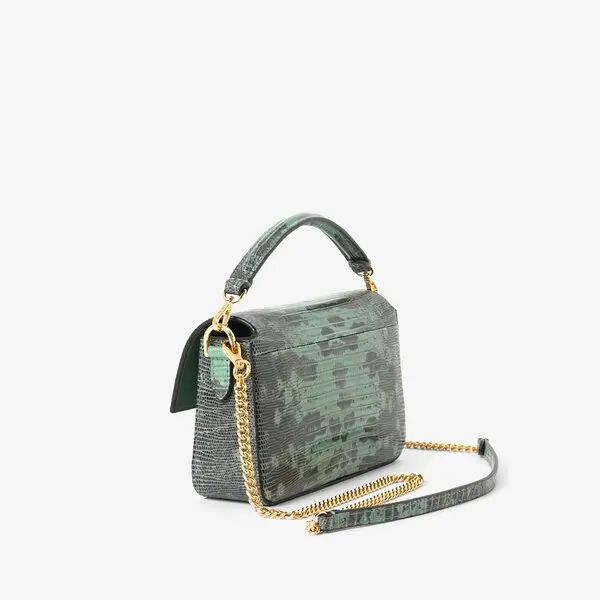 Fendi Mini Baguette Bag In Agate Teju Lizard