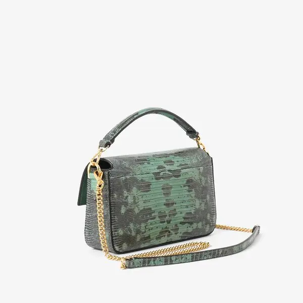 Fendi Mini Baguette Bag In Agate Teju Lizard