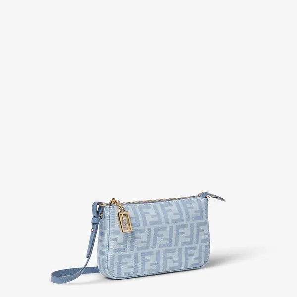 Fendi Baguette Pouch In Ff Denim