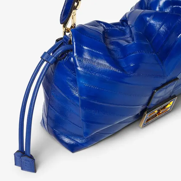 Fendi Baguette Soft Medium Electric Hagfish Leather Bag - Blue
