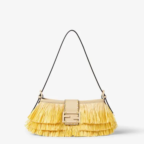 Fendi Baby B. Bag With Raffia-effect Fringes And Selleria Stitching