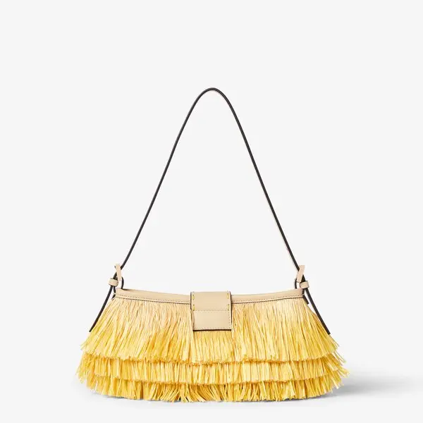 Fendi Baby B. Bag With Raffia-effect Fringes And Selleria Stitching