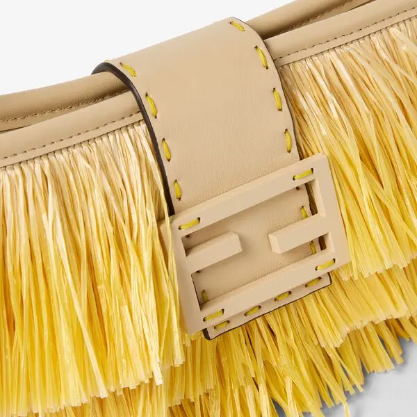 Fendi Baby B. Bag With Raffia-effect Fringes And Selleria Stitching