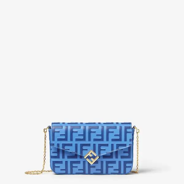 Fendi Ff Diamonds Wallet On Chain - Blue