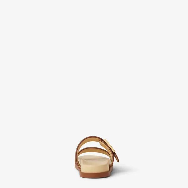 Fendi Ff Baguette Buckle Raffia Slides - Brown