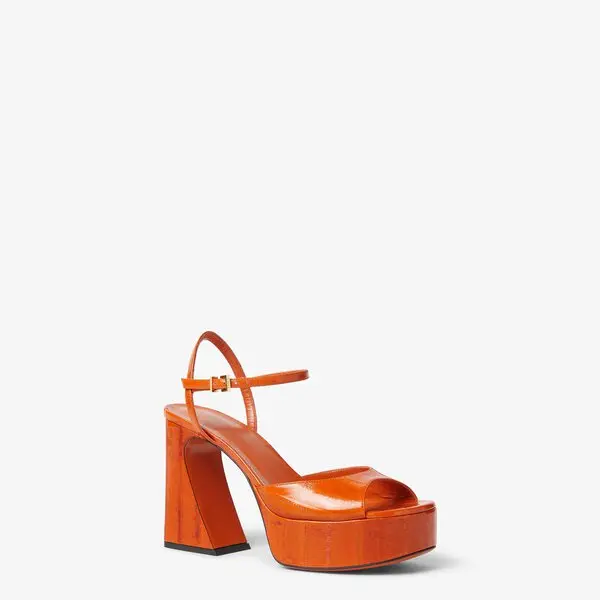 Fendi Hagfish Leather Platform Sandals