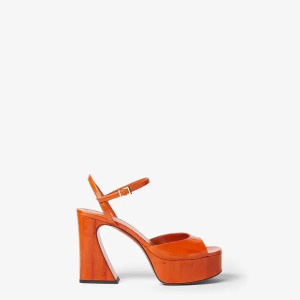 Fendi Hagfish Leather Platform Sandals - Orange