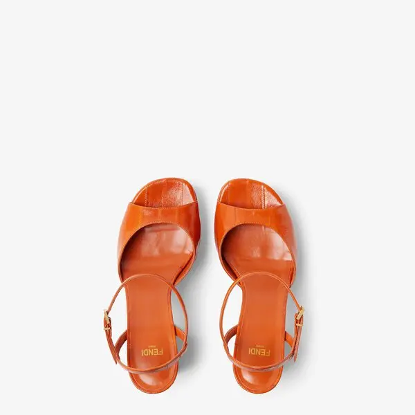 Fendi Hagfish Leather Platform Sandals - Orange