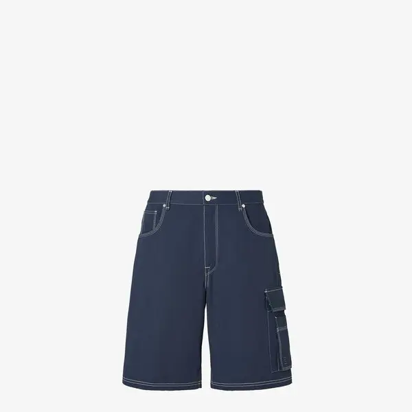 Fendi Cotton Canvas Bermuda Shorts With Cargo Pocket - Blue