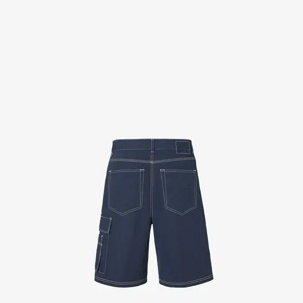 Fendi Cotton Canvas Bermuda Shorts With Cargo Pocket - Blue