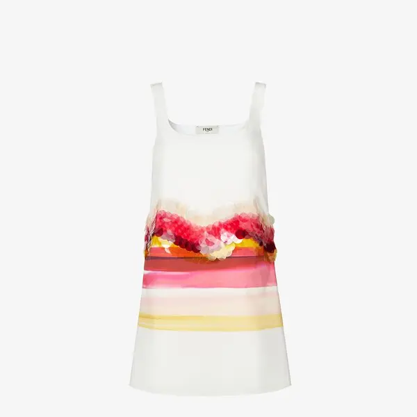 Fendi Sleeveless Square Neck Poplin Dress - White