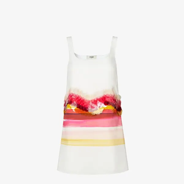 Fendi Sleeveless Square Neck Poplin Dress - White