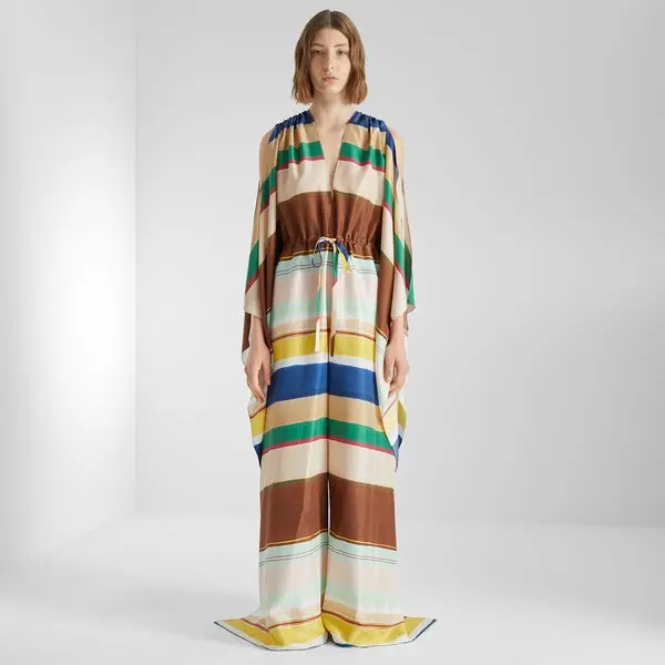 Fendi Silk Habotai Jumpsuit With Venetian Stripes
