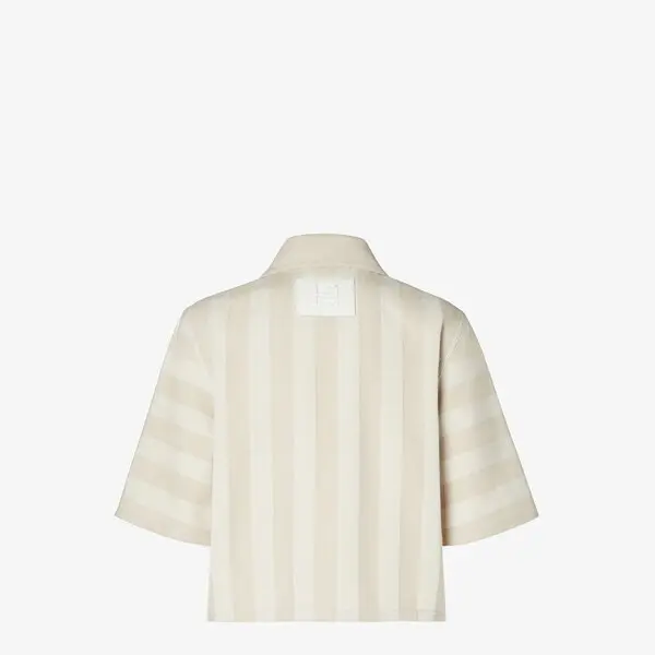 Fendi Cropped Cotton Drill Jacket With Pequin Motif