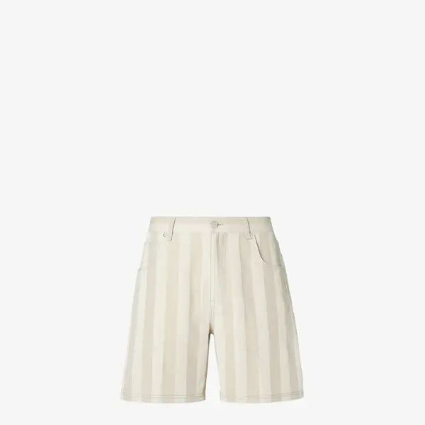 Fendi Pequin Stripe Denim Shorts - Beige