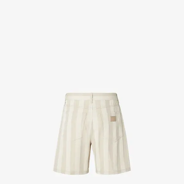 Fendi Pequin Stripe Denim Shorts - Beige