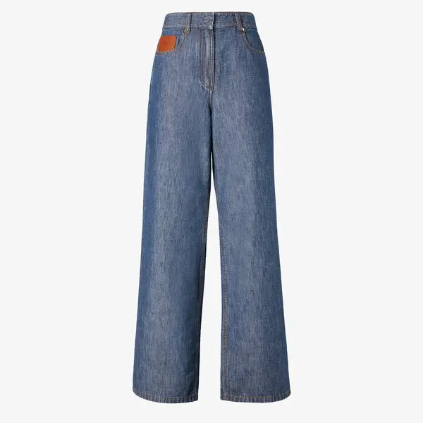 Fendi Wide-leg Chambray Denim Jeans