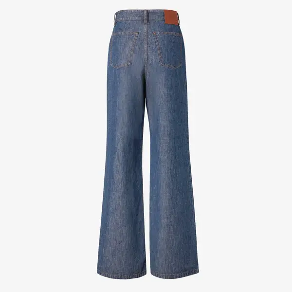Fendi Wide-leg Chambray Denim Jeans