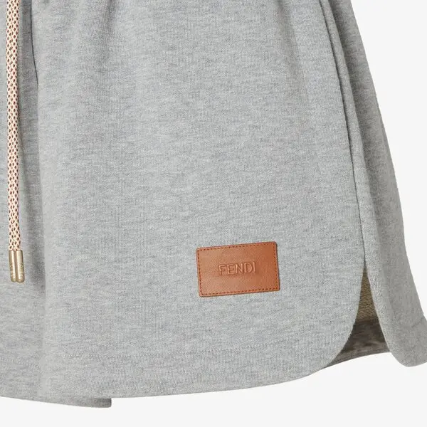 Fendi Cotton Jersey Shorts With Leather Patch