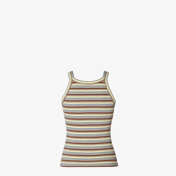 Fendi Rib Knit Striped Sleeveless Top