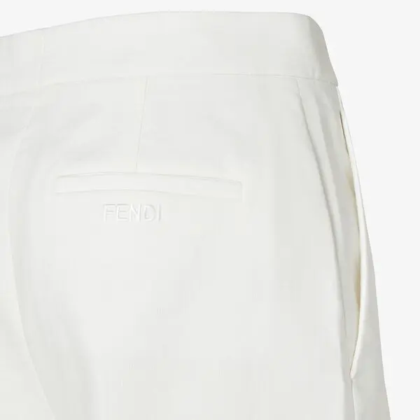 Fendi High-waisted Linen Cotton Shorts With Embroidered Logo