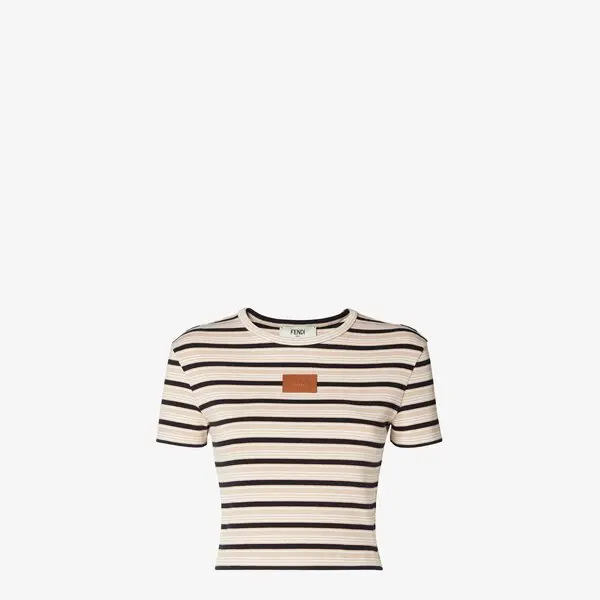 Fendi Cropped Ribbed Cotton Knit Top - Multicolour