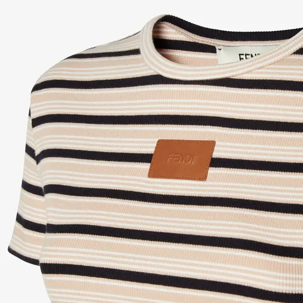 Fendi Cropped Ribbed Cotton Knit Top