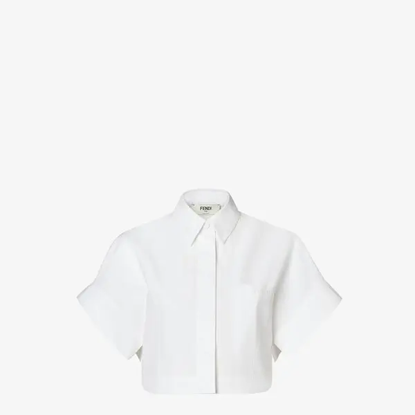Fendi Cotton Poplin Cropped Shirt - White