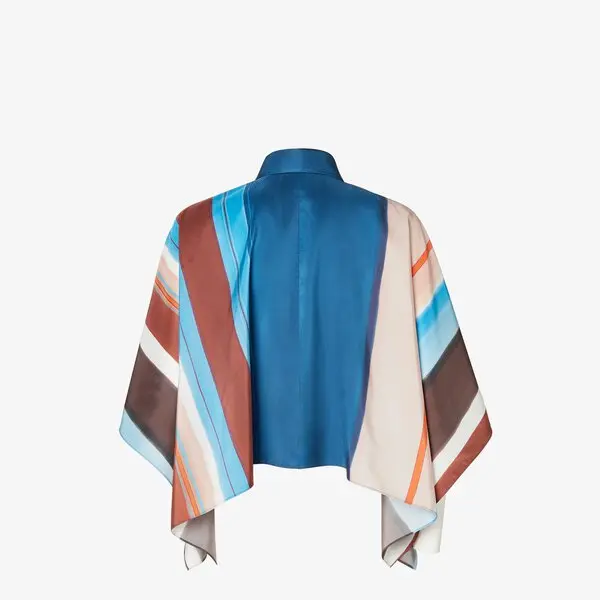 Fendi Silk Habotai Striped Cropped Shirt