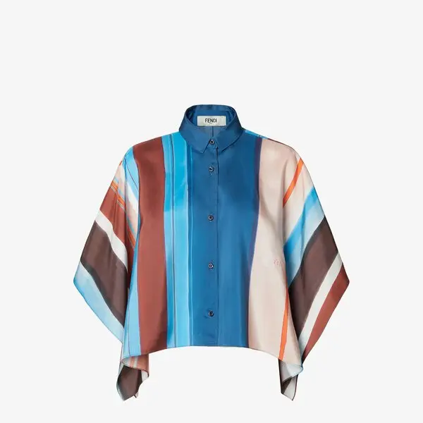 Fendi Silk Habotai Striped Cropped Shirt - Multicolour