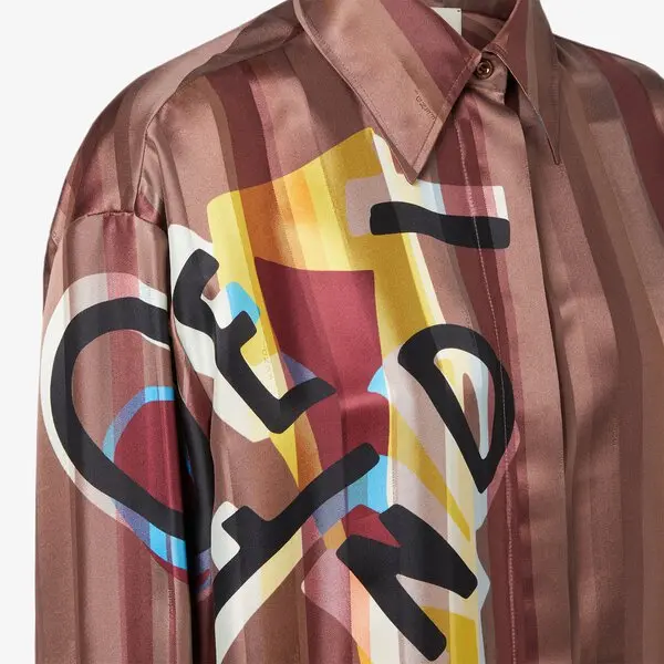 Fendi Silk Pequin Jacquard Shirt With Graphic Motif