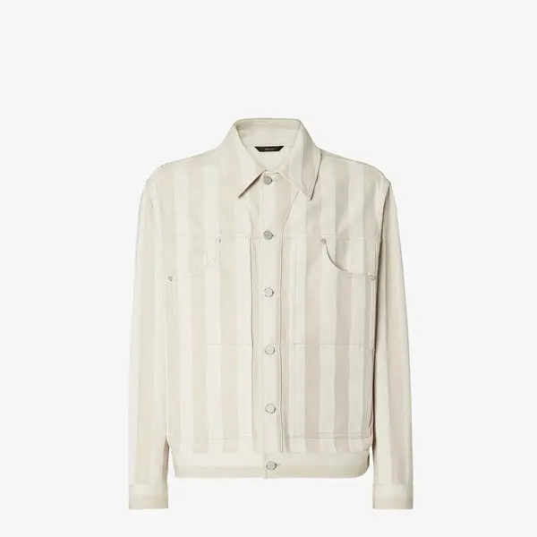 Fendi Pequin Stripe Denim Jacket - Beige