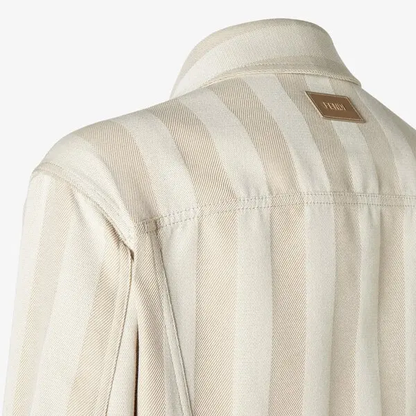 Fendi Pequin Stripe Denim Jacket - Beige