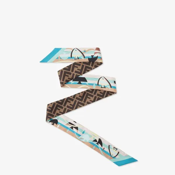 Fendi Silk Wrappy Scarf With Ff Motif