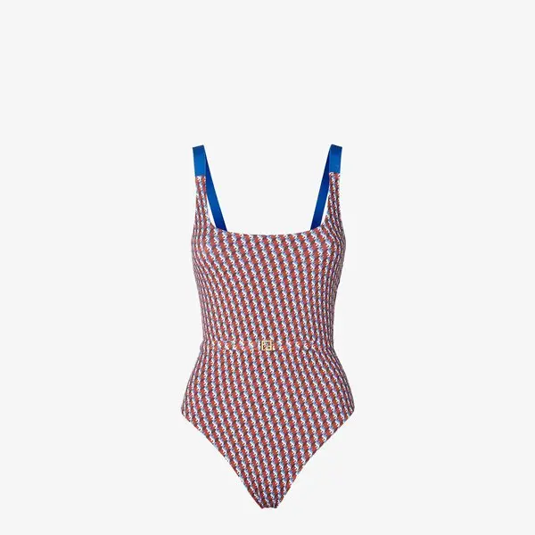 Fendi One-piece Swimsuit With Ff Buckle Belt - Red