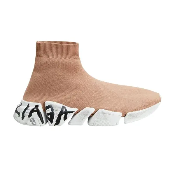 Balenciaga Speed 2 Graffiti Sock Bootie - Tan