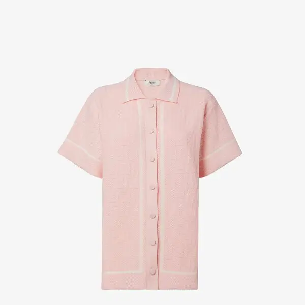 Fendi Crocheted Ff Motif Knit Polo Shirt - Pink