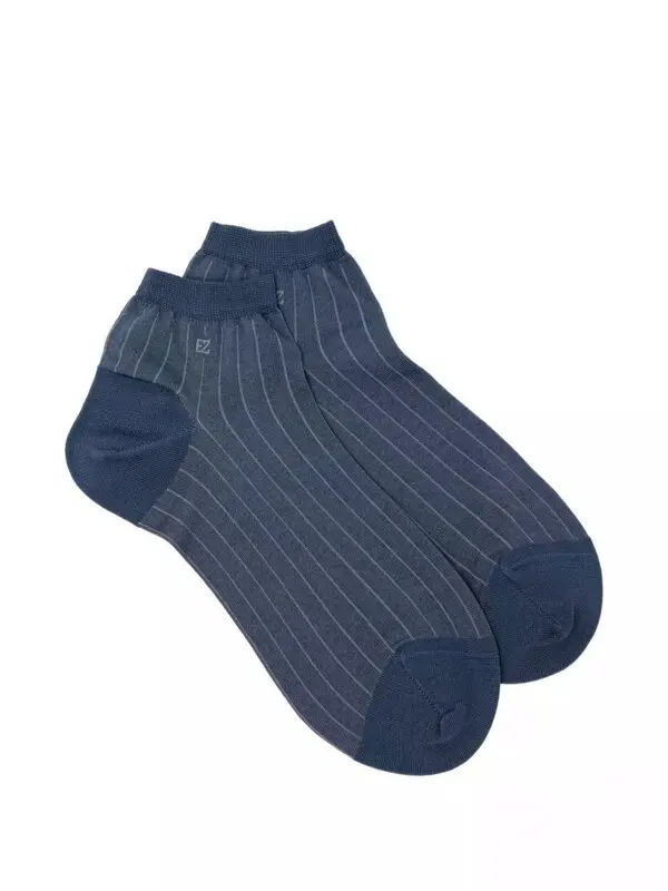 Zegna Ermenegildo Pinstriped Ankle Socks - Blue
